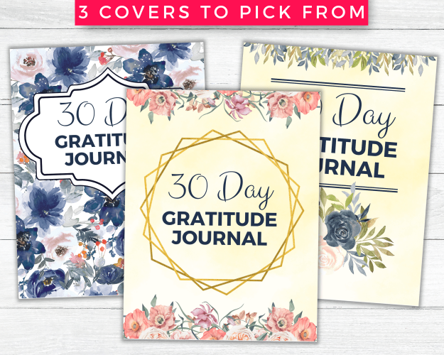 30 Day Gratitude Journal & Affirmations Printable (Floral Blue ...
