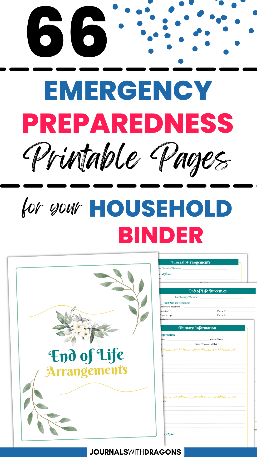In Case of Emergency Binder Printable + Fillable PDF Bundle (Botanical ...